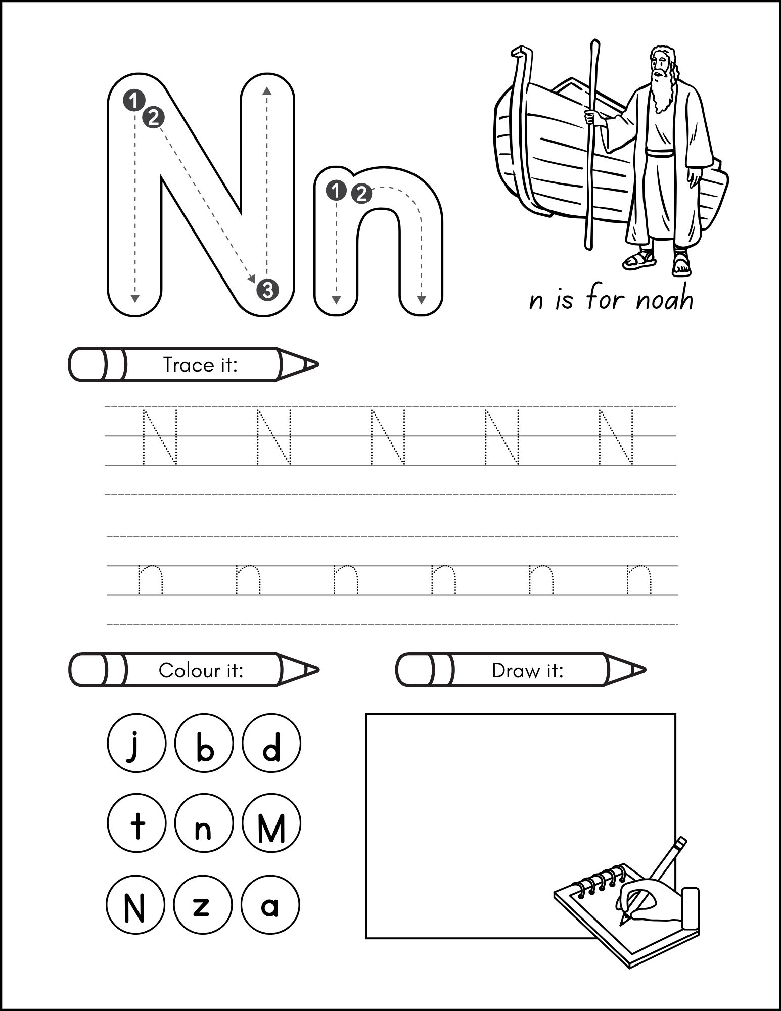 Bible Alphabet Trace & Color Workbook – 81-Page Christian Preschool ...